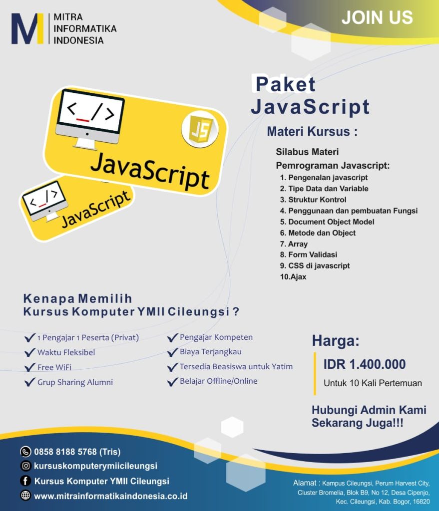 MATERI JAVASCRIPT DASAR - Tempat Belajar Java Script di Rumah Belajar Komputer YMII - Rumah ...